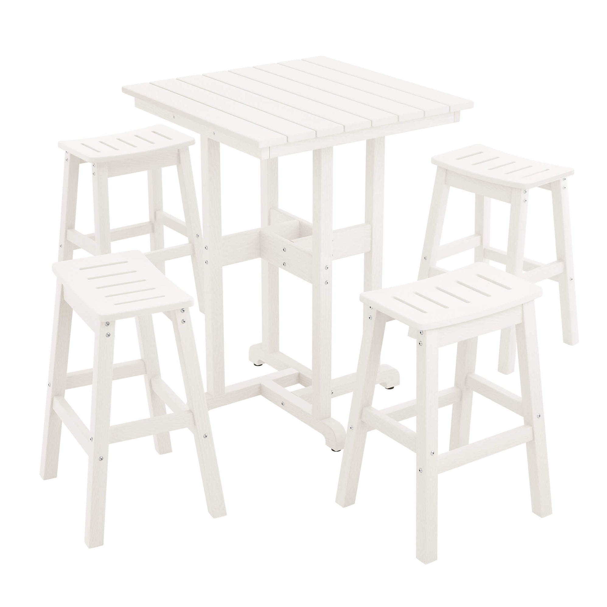 Poly Outdoor Bar Height Table and Backless Stool Set, Patio High Top ...