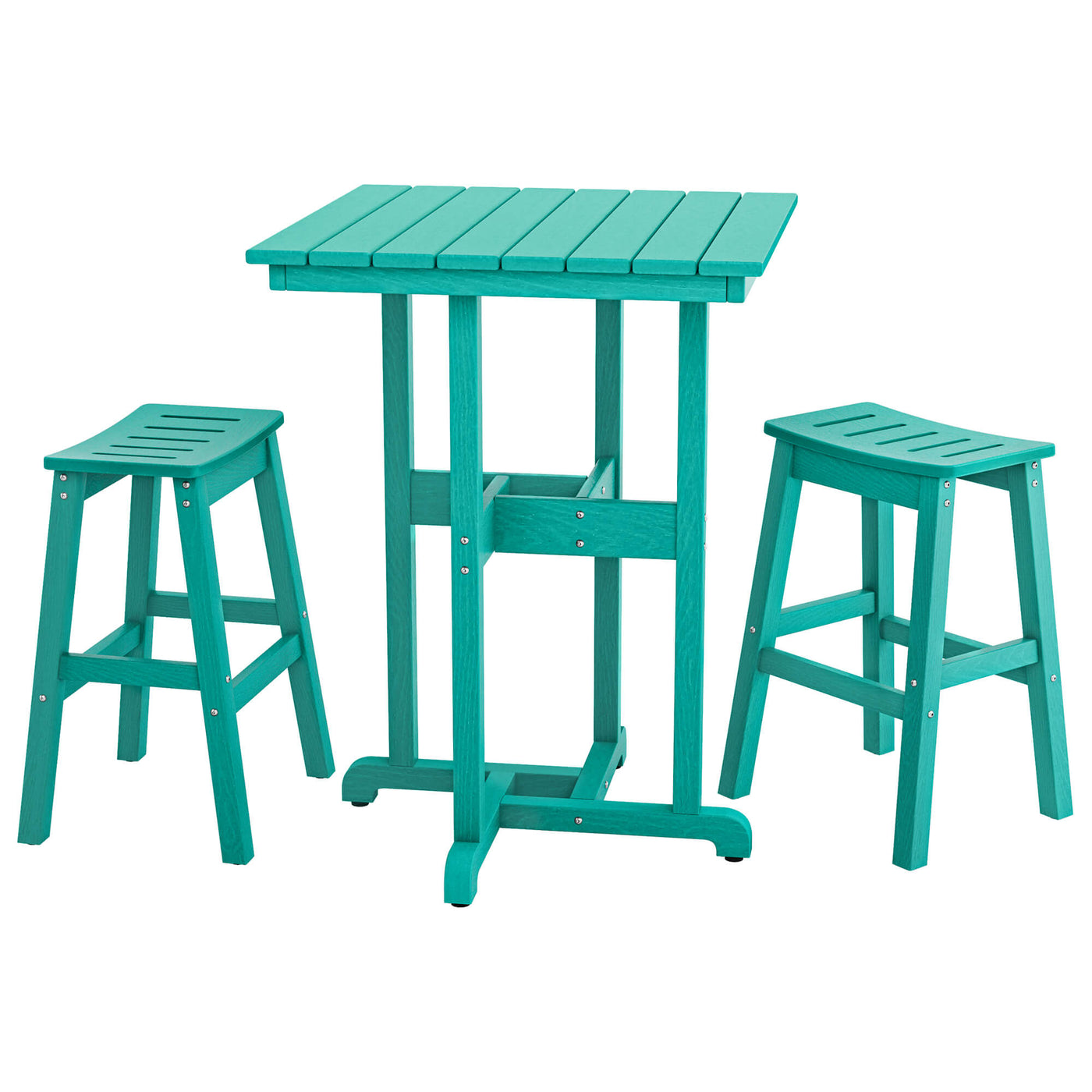 Poly Outdoor Bar Height Table and Backless Stool Set, Patio High Top ...