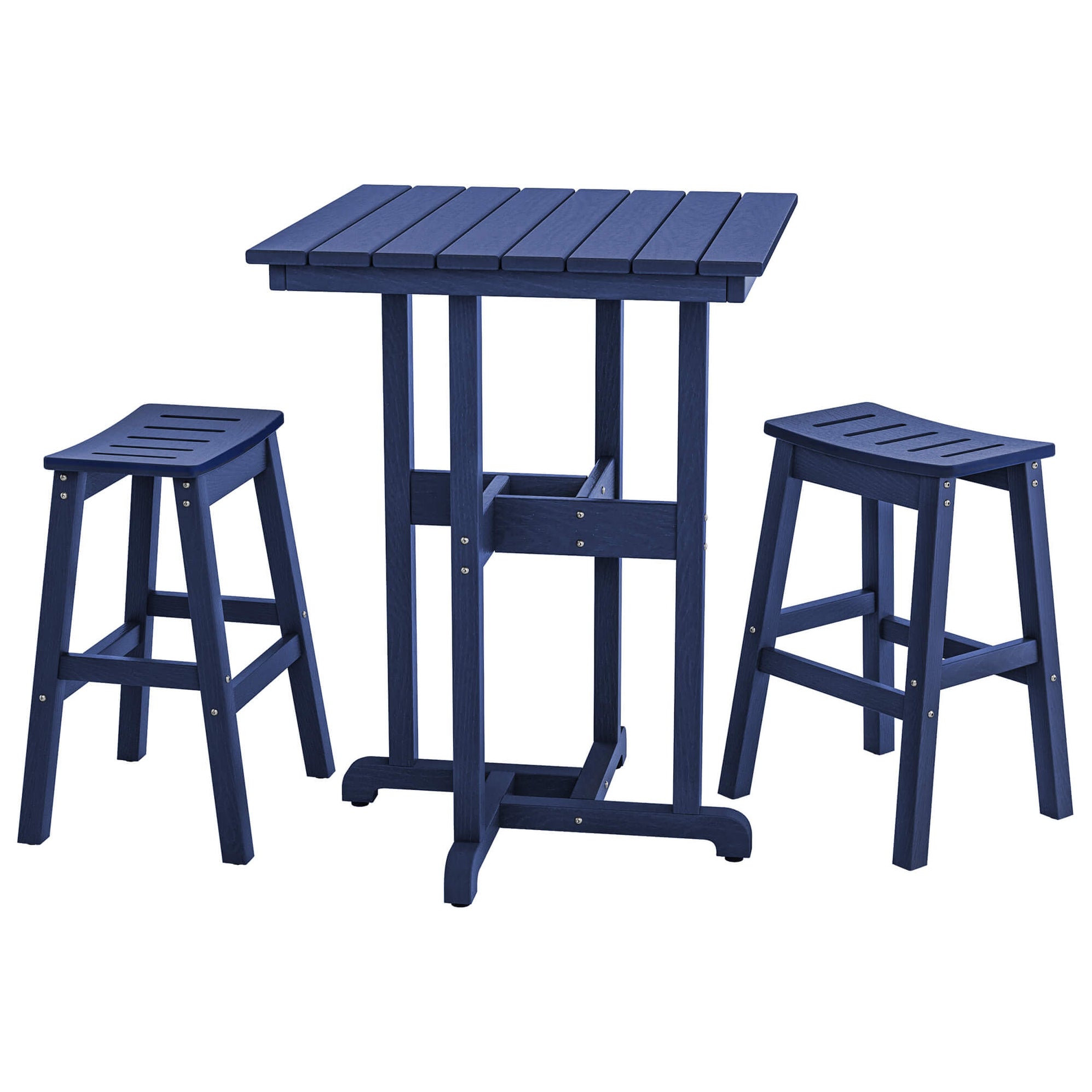 Poly Outdoor Bar Height Table and Backless Stool Set, Patio High Top ...
