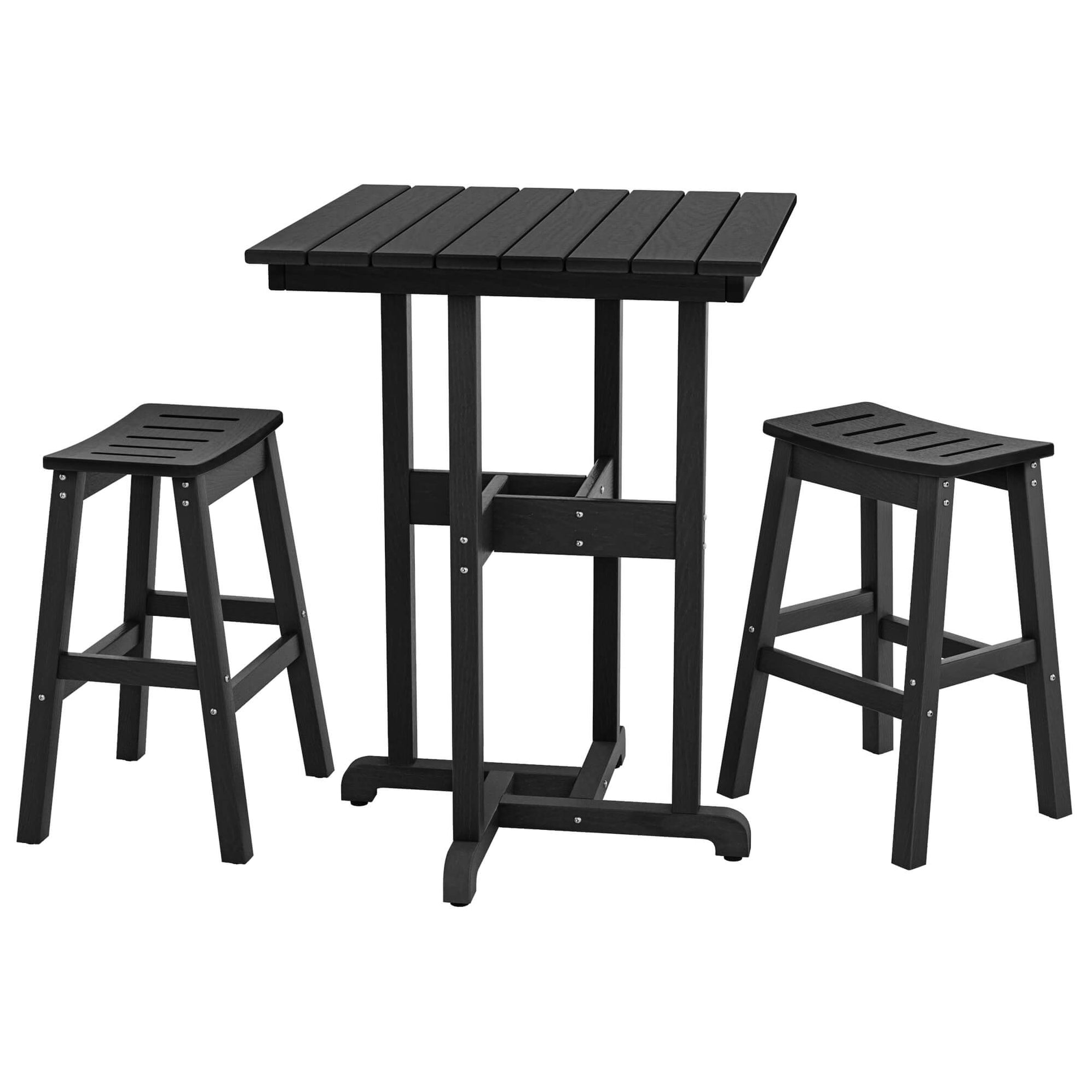 Poly Outdoor Bar Height Table and Backless Stool Set, Patio High Top ...