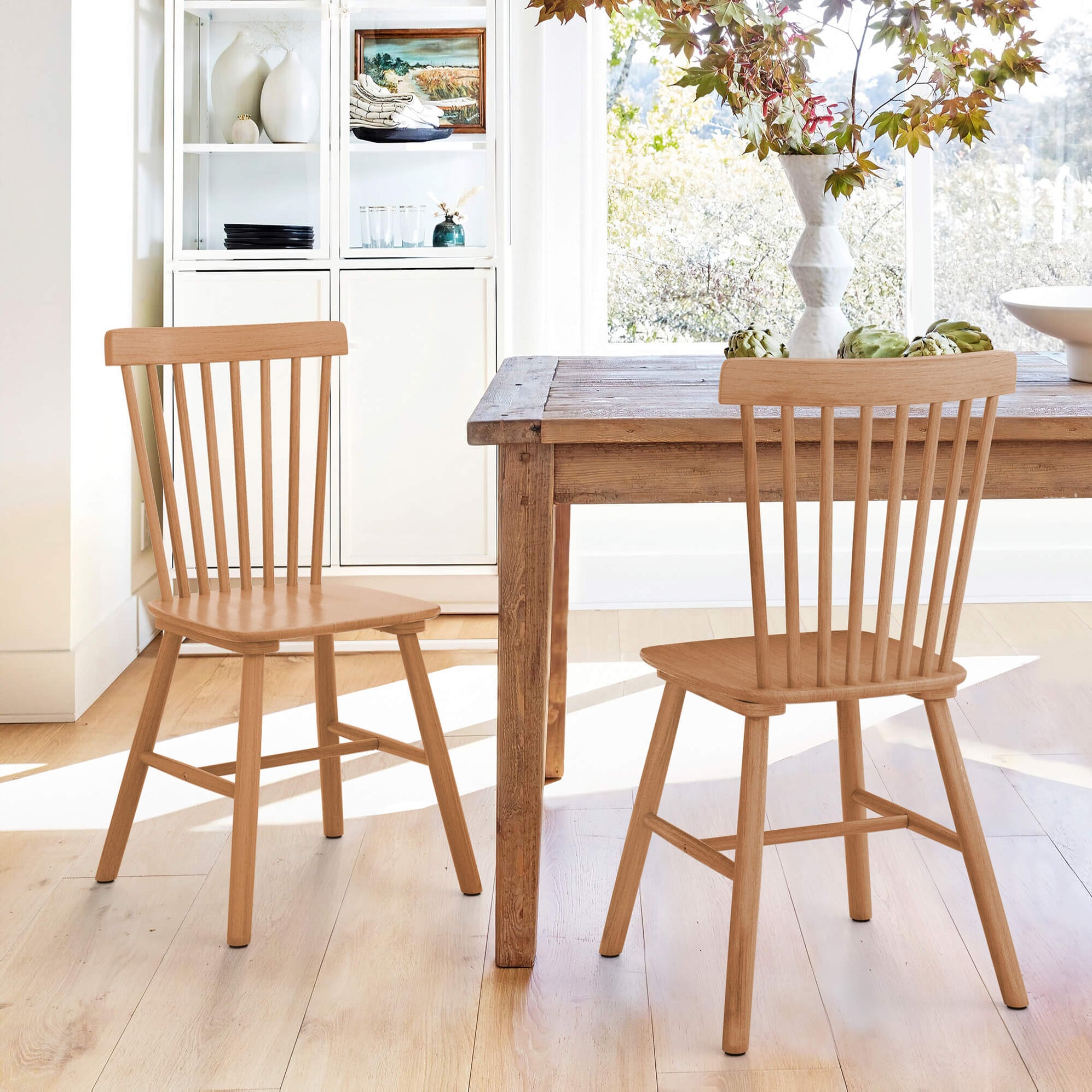 Spindle Back Wood Dining Chair, Windsor Dining Chair, Wooden Kitchen ...