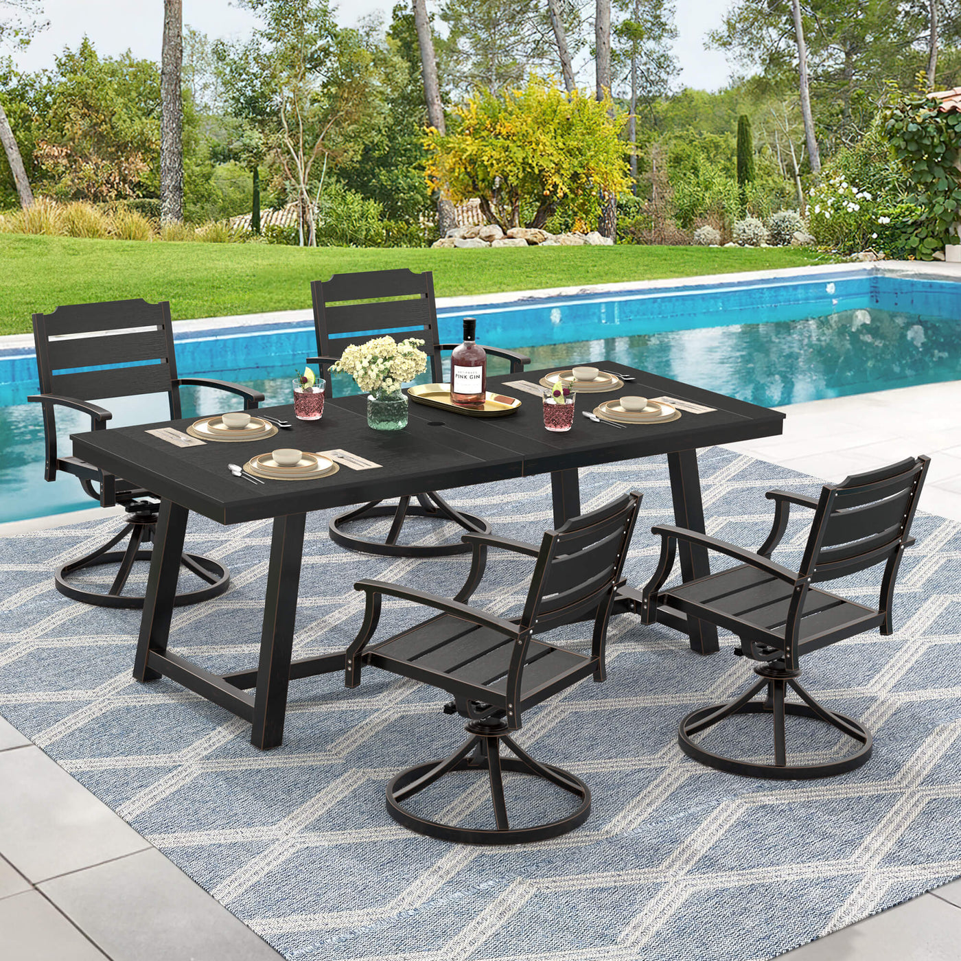 Poly Outdoor Dining Table and Chairs Set, HDPS Weatherproof Dining Set ...