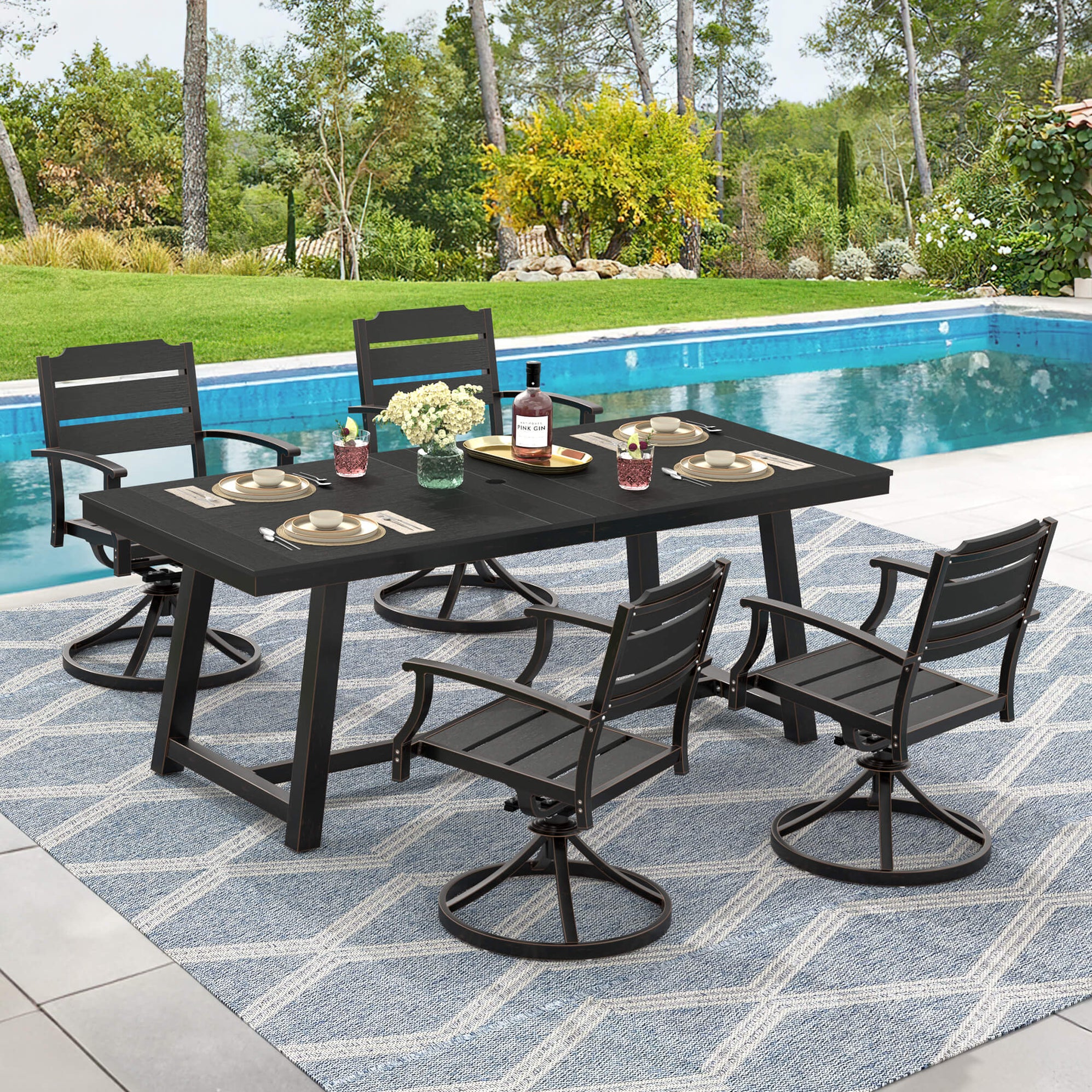 Poly Outdoor Dining Table and Chairs Set, HDPS Weatherproof Dining Set ...