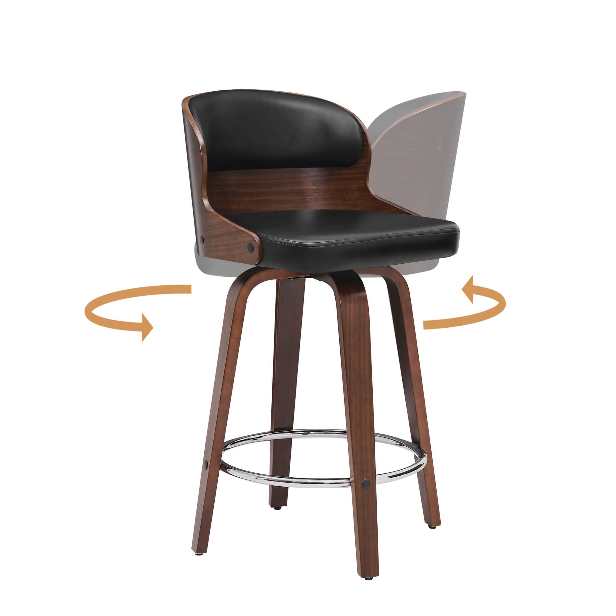 Swivel Mid Century Modern Counter Height Stool, Rotating Bar Stool with ...