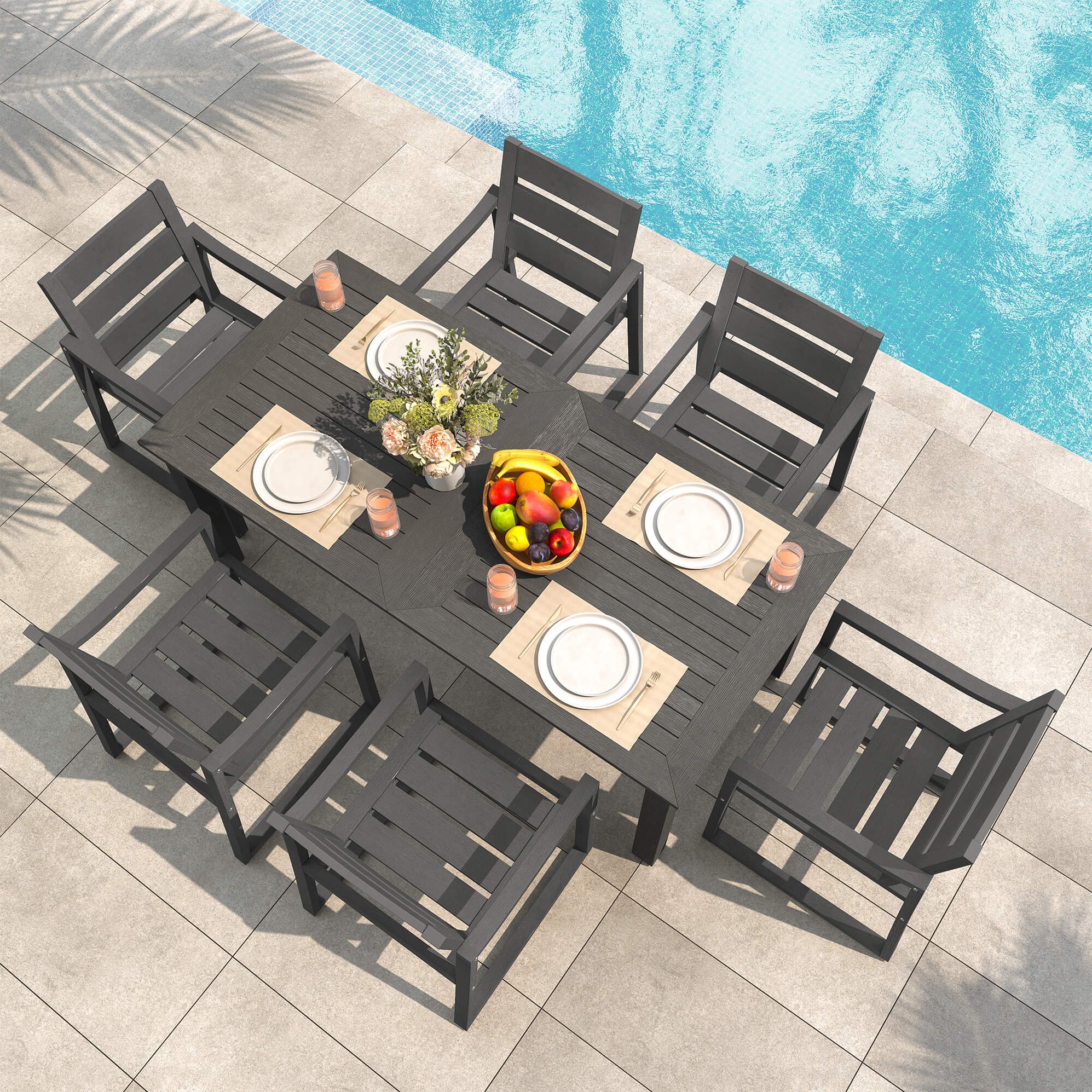 Poly Outdoor Dining Table and Chairs Set, HDPS Weatherproof Dining Set ...