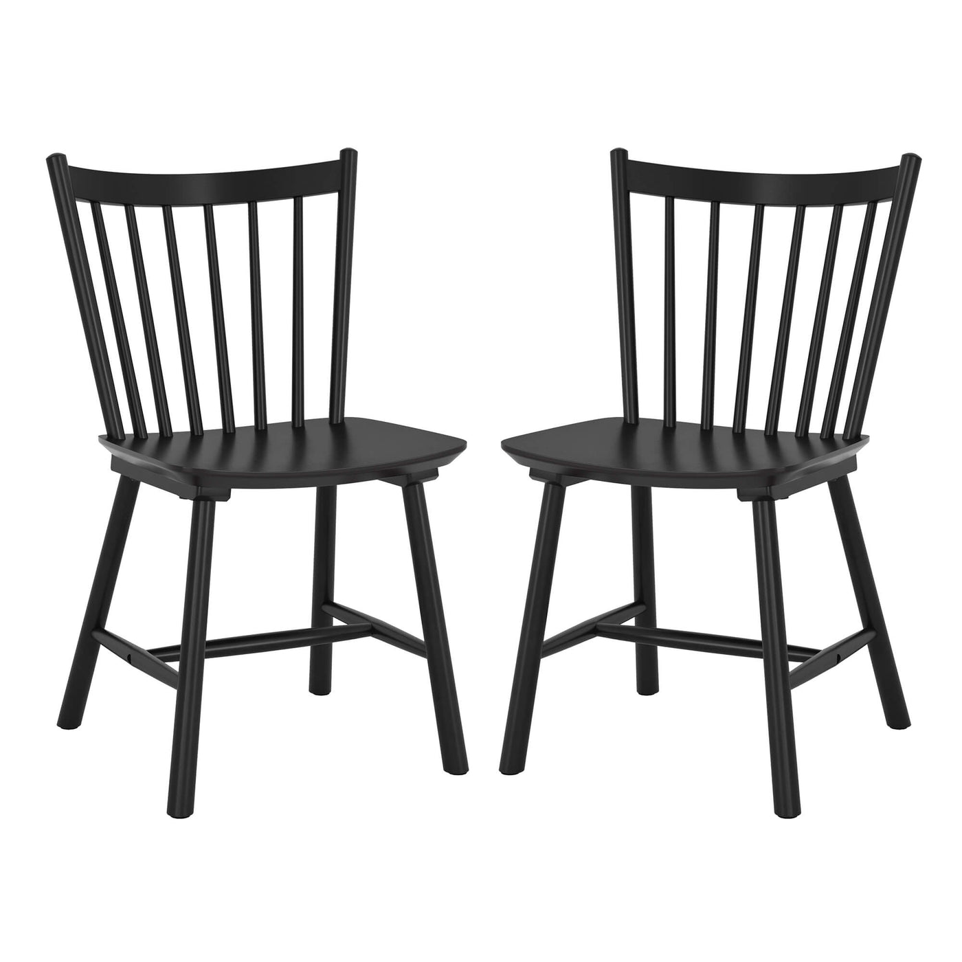 Curved Spindle Back Wood Dining Chair Set, Farmhouse Wood Dining Chairs ...