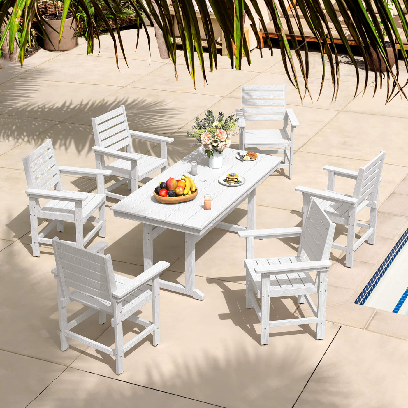 Poly Outdoor Dining Table and Chairs Set, HDPS Weather Resistant Dining ...