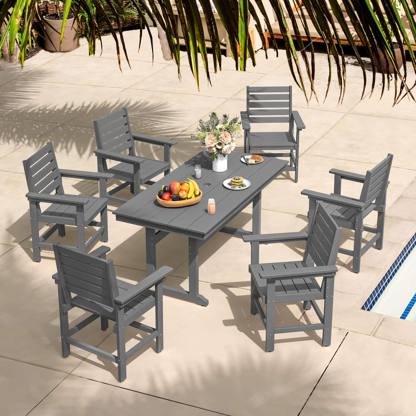 Poly Outdoor Dining Table and Chairs Set, HDPS Weather Resistant Dining ...