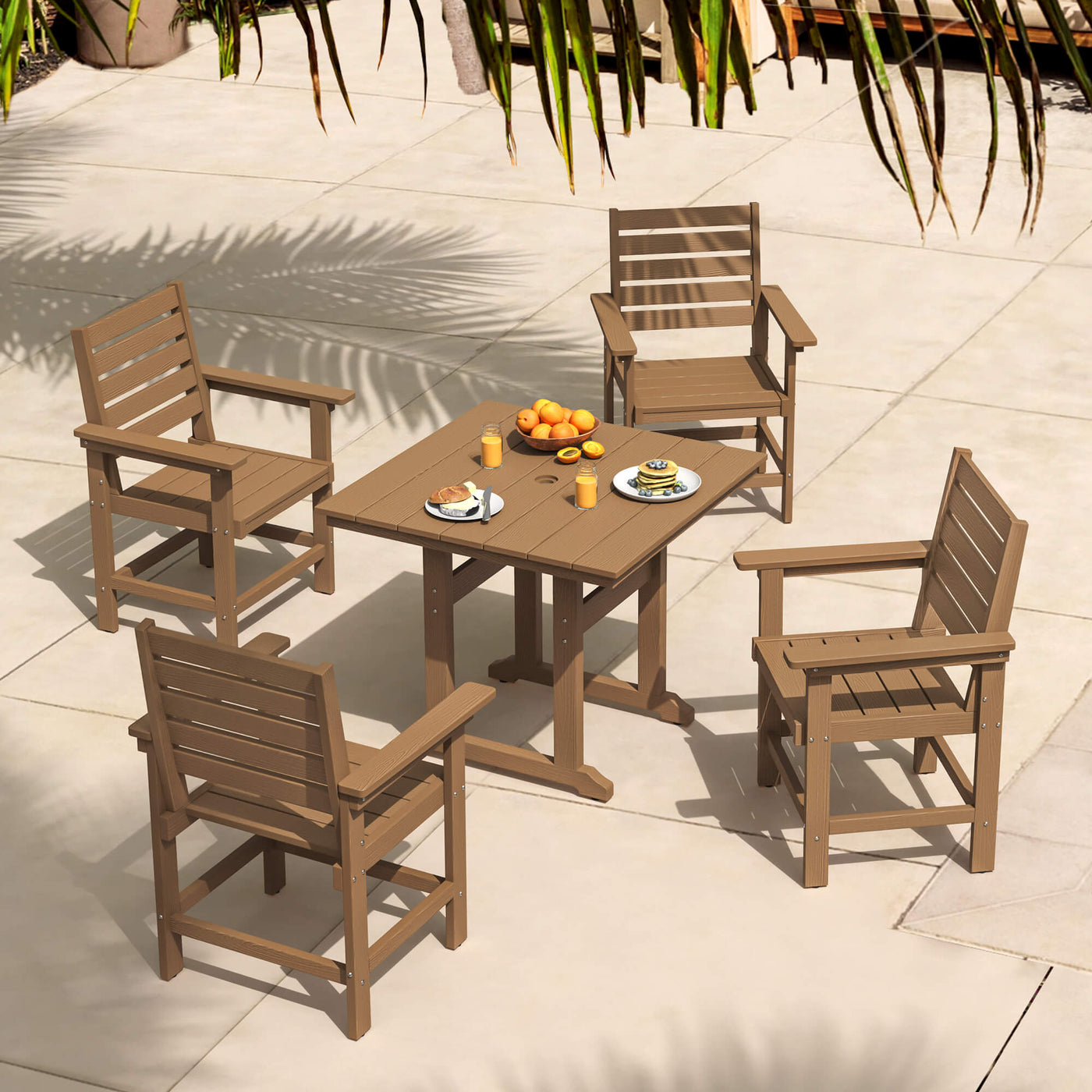Poly Outdoor Dining Table and Chairs Set, HDPS Weather Resistant Dining ...