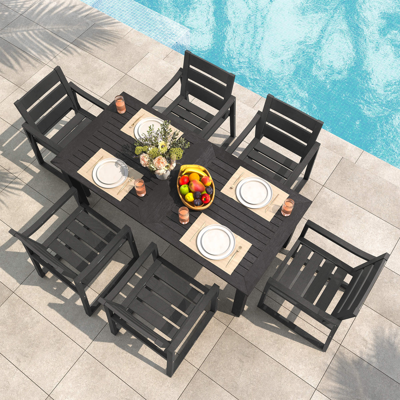 Poly Outdoor Dining Table and Chairs Set, HDPS Weatherproof Dining Set ...