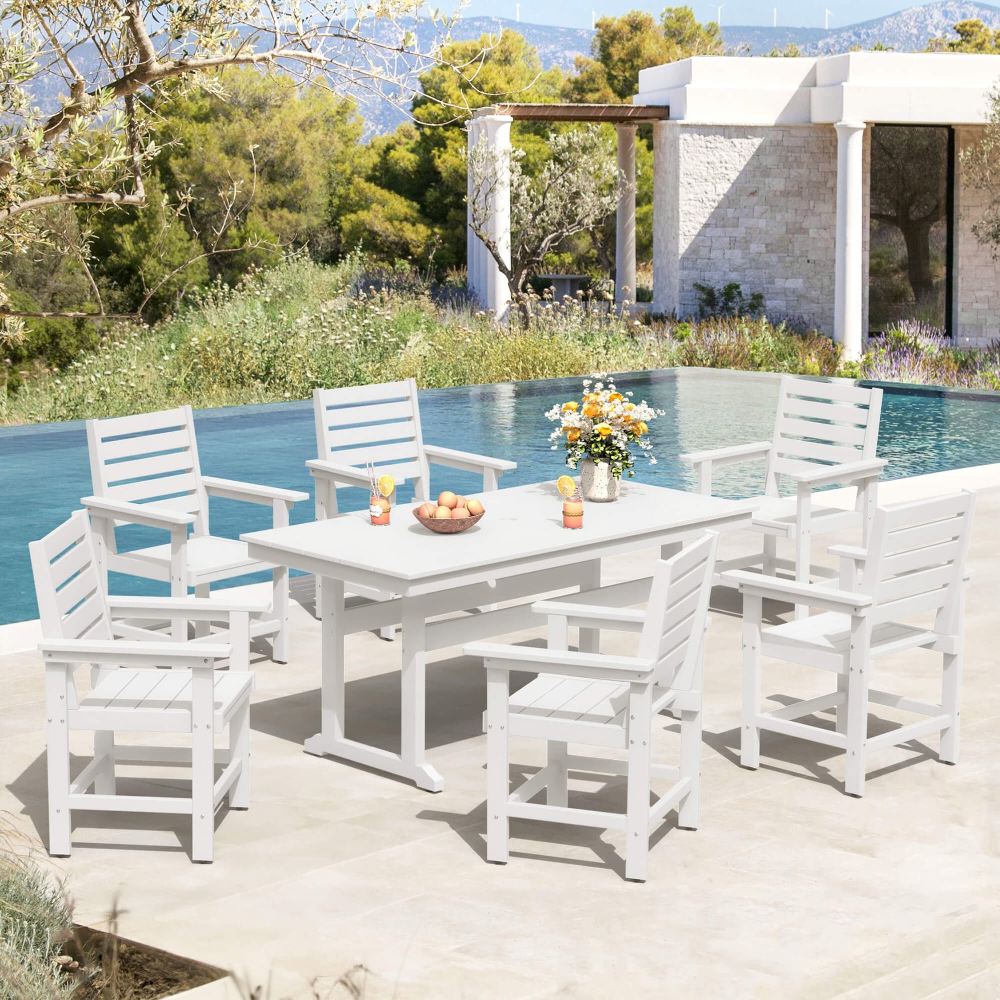 Poly Outdoor Dining Table and Chairs Set, HDPS Weather Resistant Dining ...