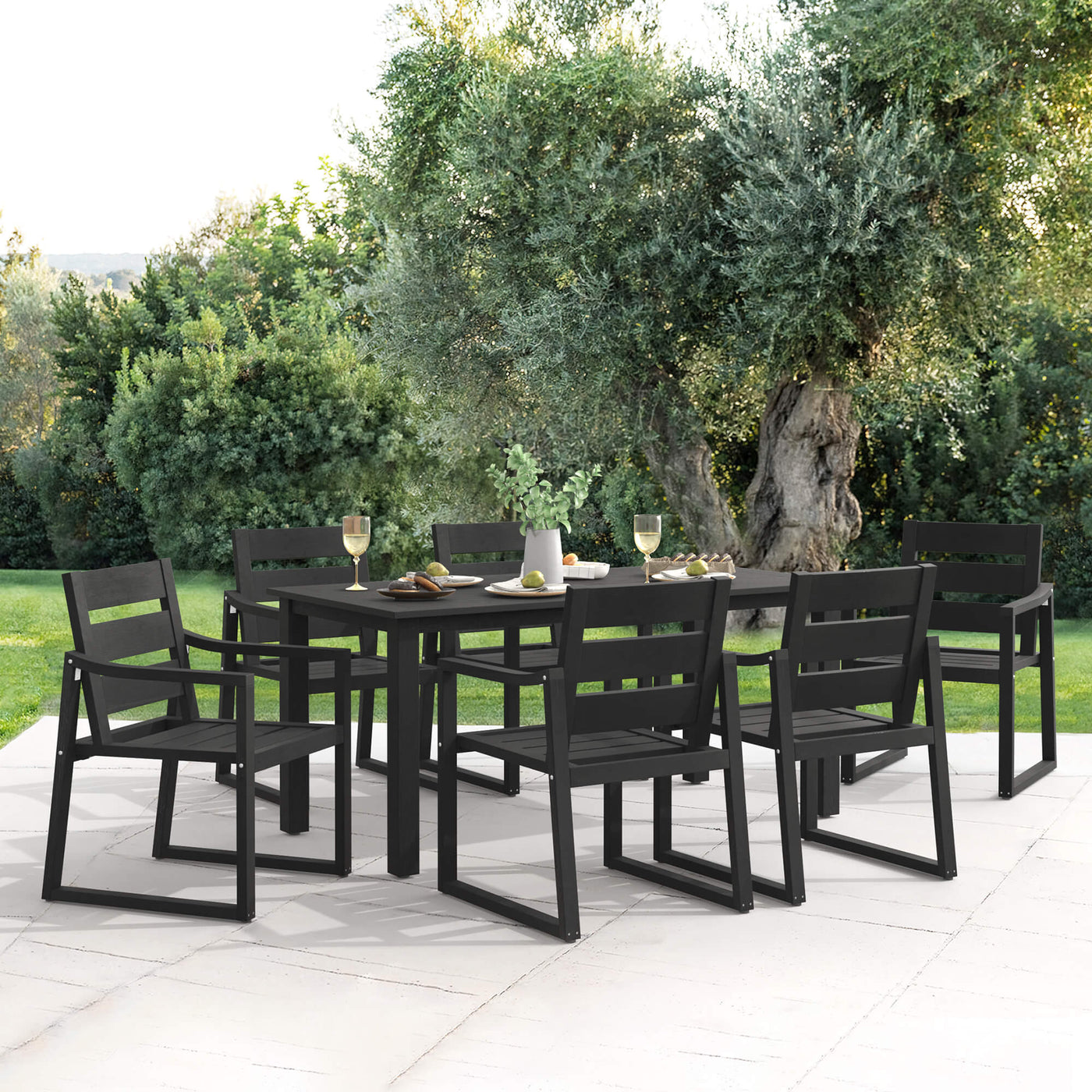 Poly Outdoor Dining Table and Chairs Set, HDPS Weatherproof Dining Set ...