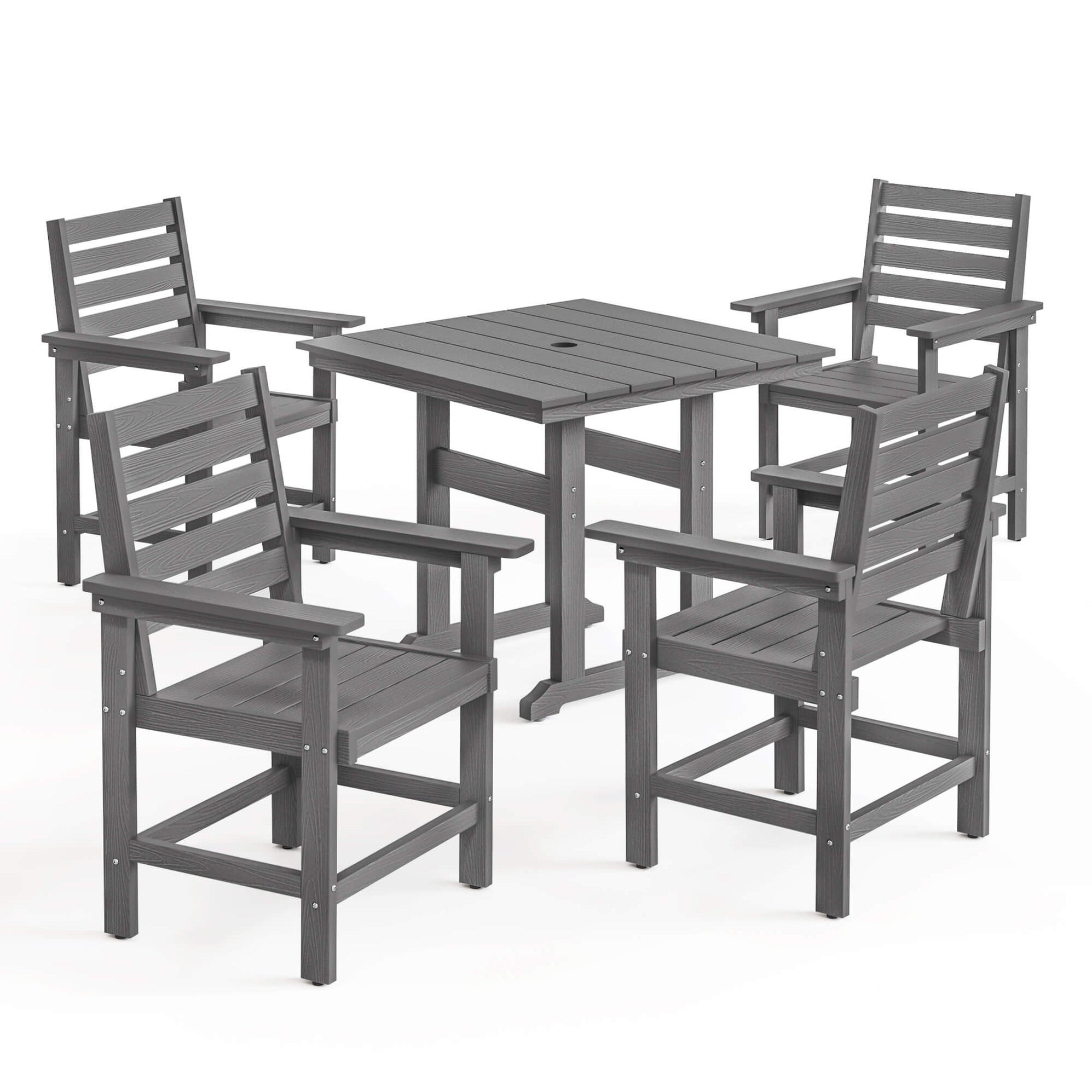Poly Outdoor Dining Table and Chairs Set, HDPS Weather Resistant Dining ...
