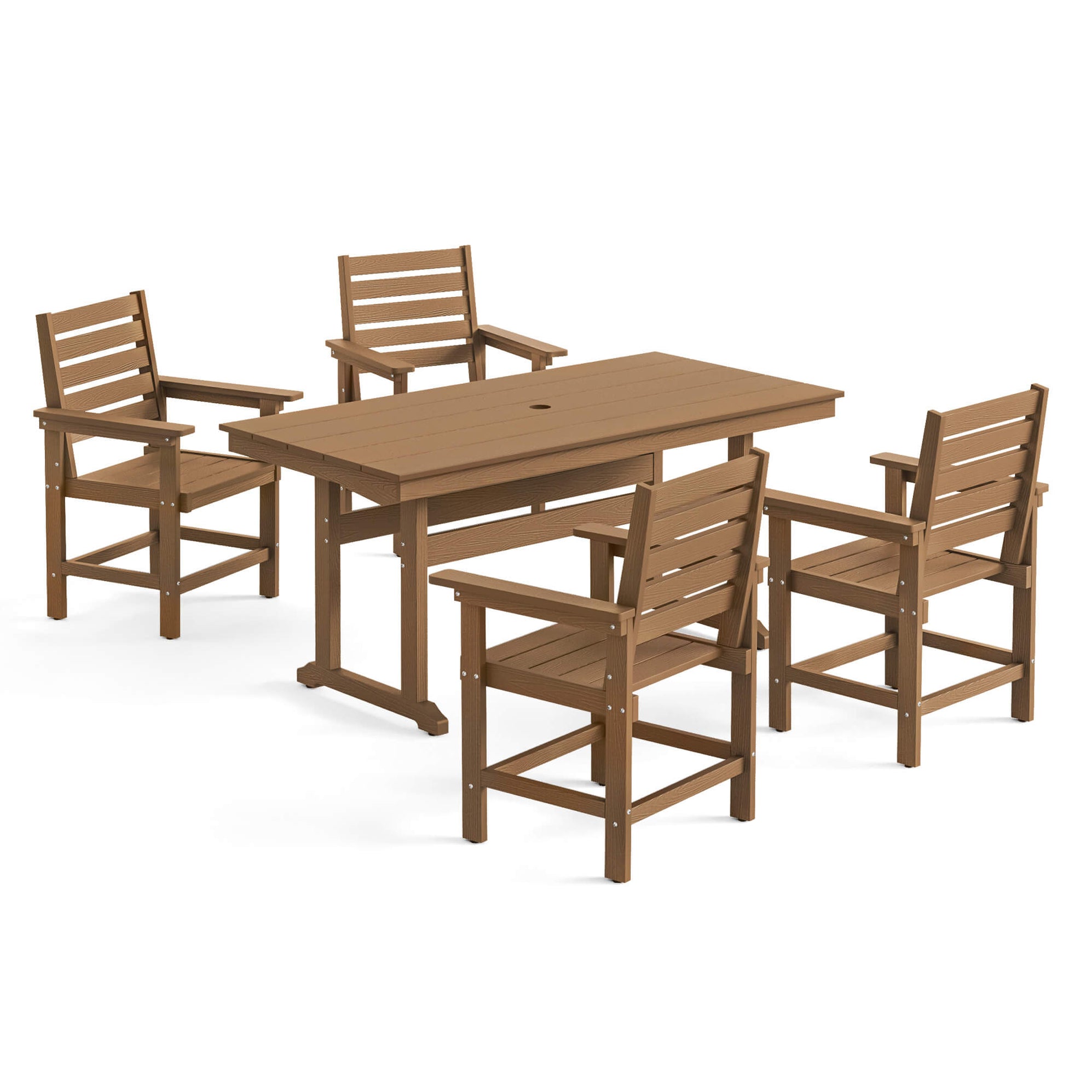 Poly Outdoor Dining Table and Chairs Set, HDPS Weather Resistant Dining ...