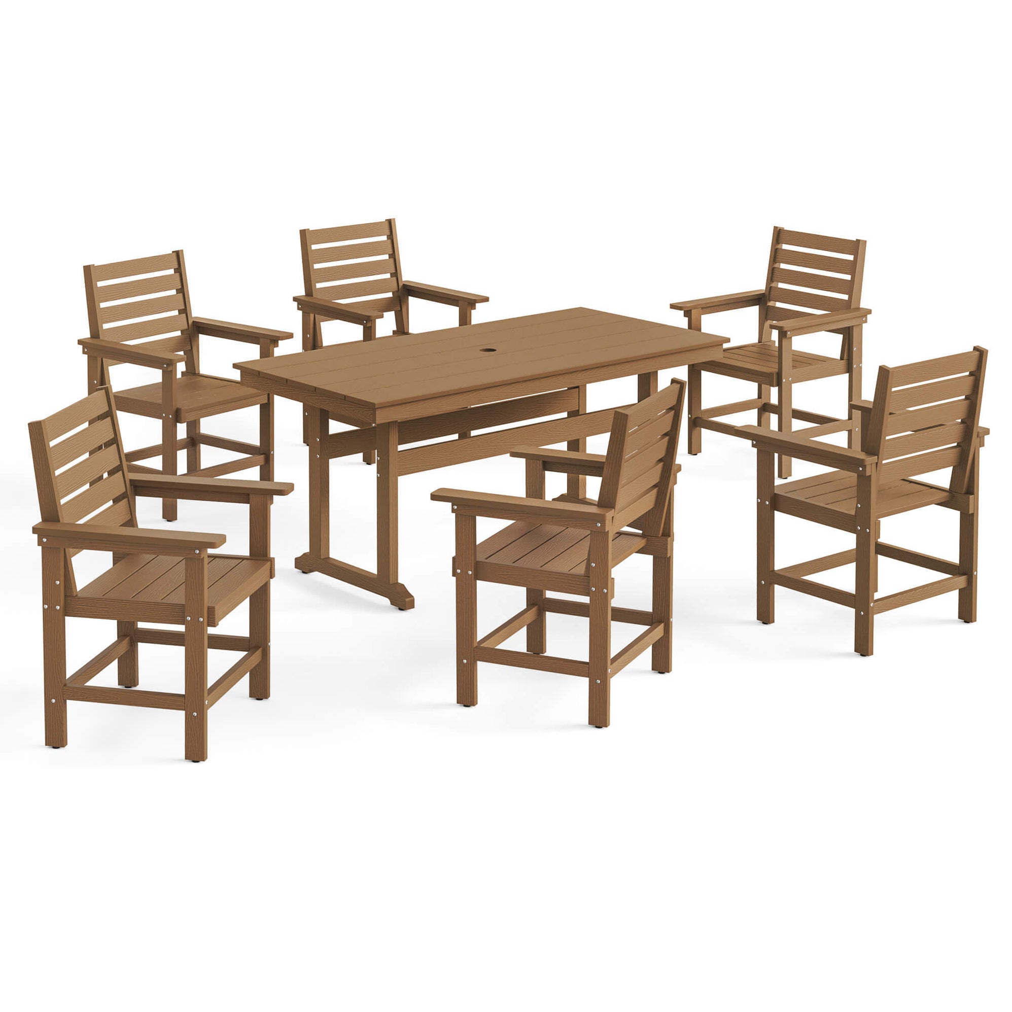Poly Outdoor Dining Table and Chairs Set, HDPS Weather Resistant Dining ...
