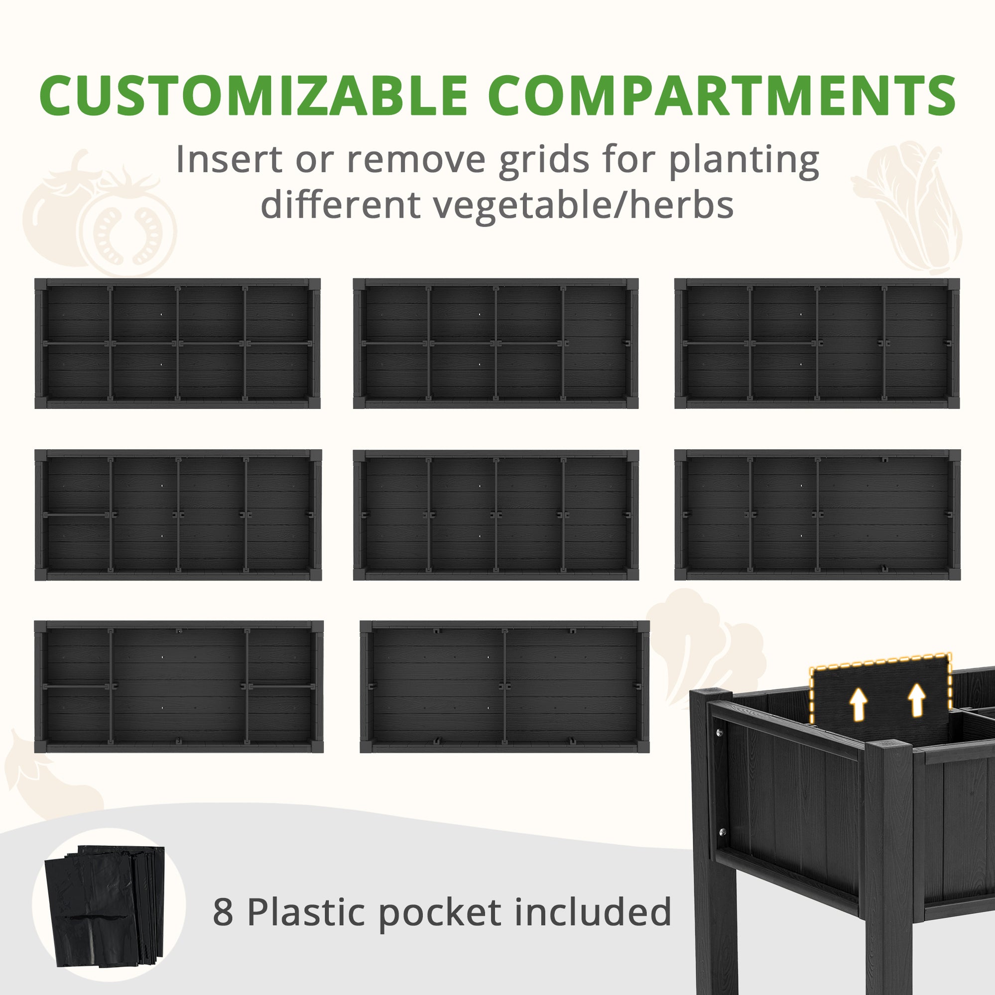 HDPS Elevated Planter Box With Legs and Shelf, Raised Garden Bed with ...