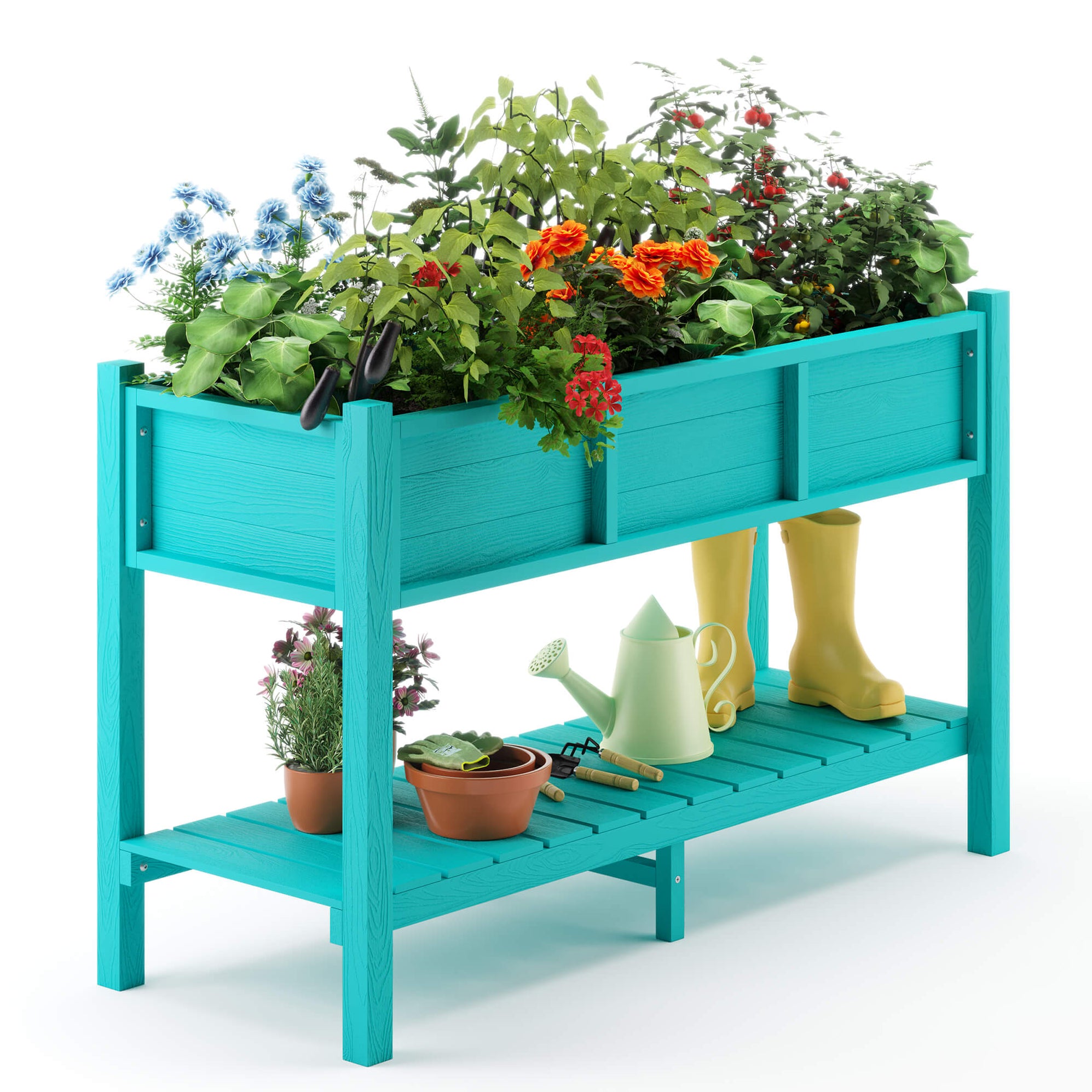 LUE BONA Poly Elevated Planter Box With Legs, Raised Garden Bed ...