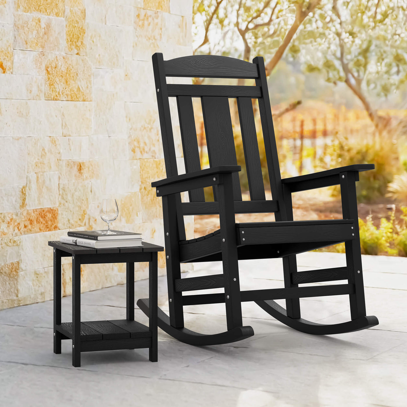 Poly Adirondack Rocking Chair Outdoor Rocking Chairs Weather Resistant ...