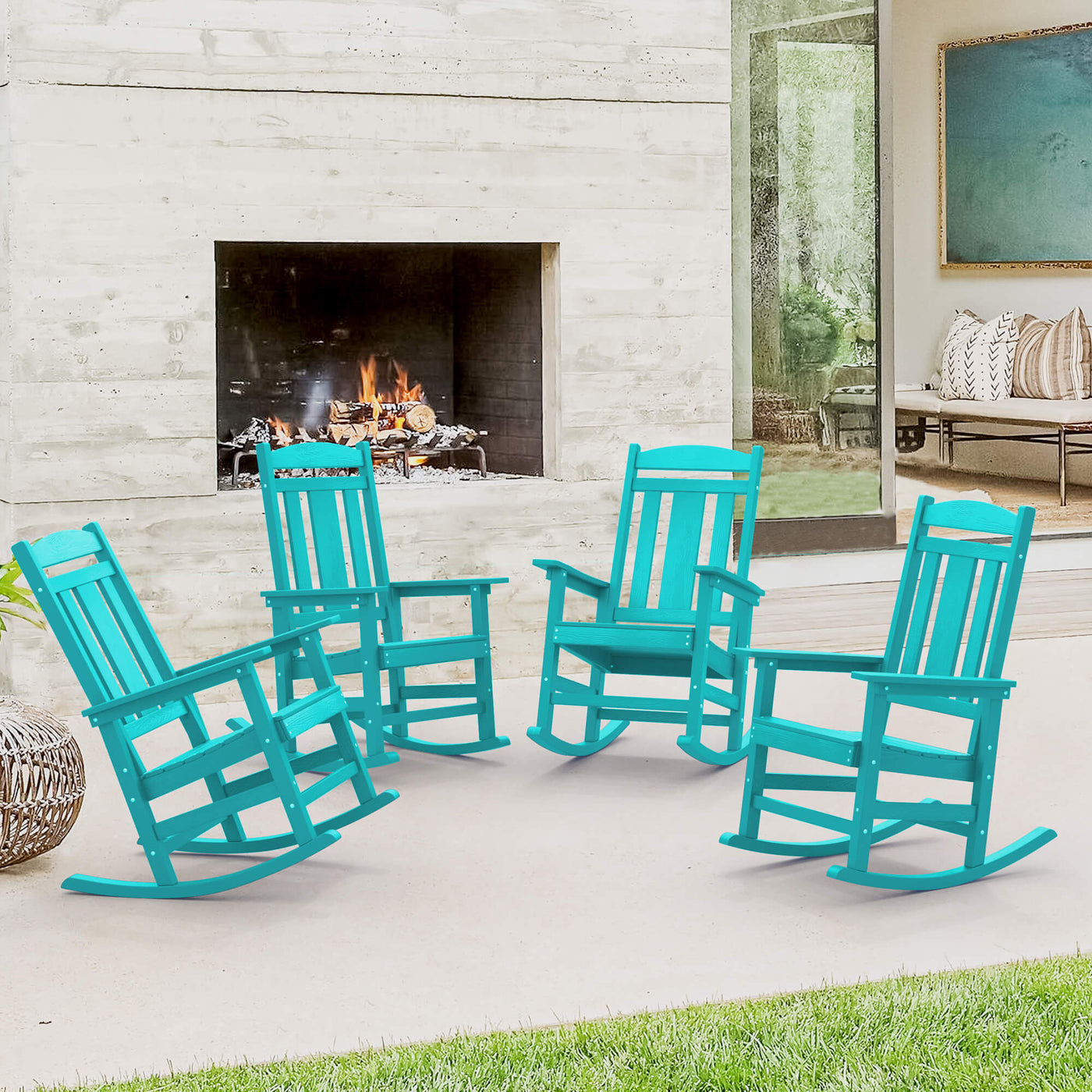 HDPS Adirondack Rocking Chair, Weather Resistant Outdoor Rocking Chairs ...
