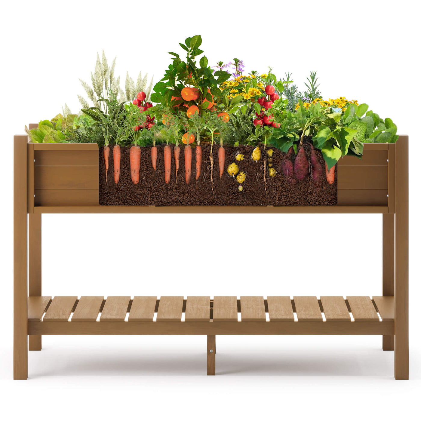 LUE BONA Poly Elevated Planter Box With Legs, Raised Garden Bed ...